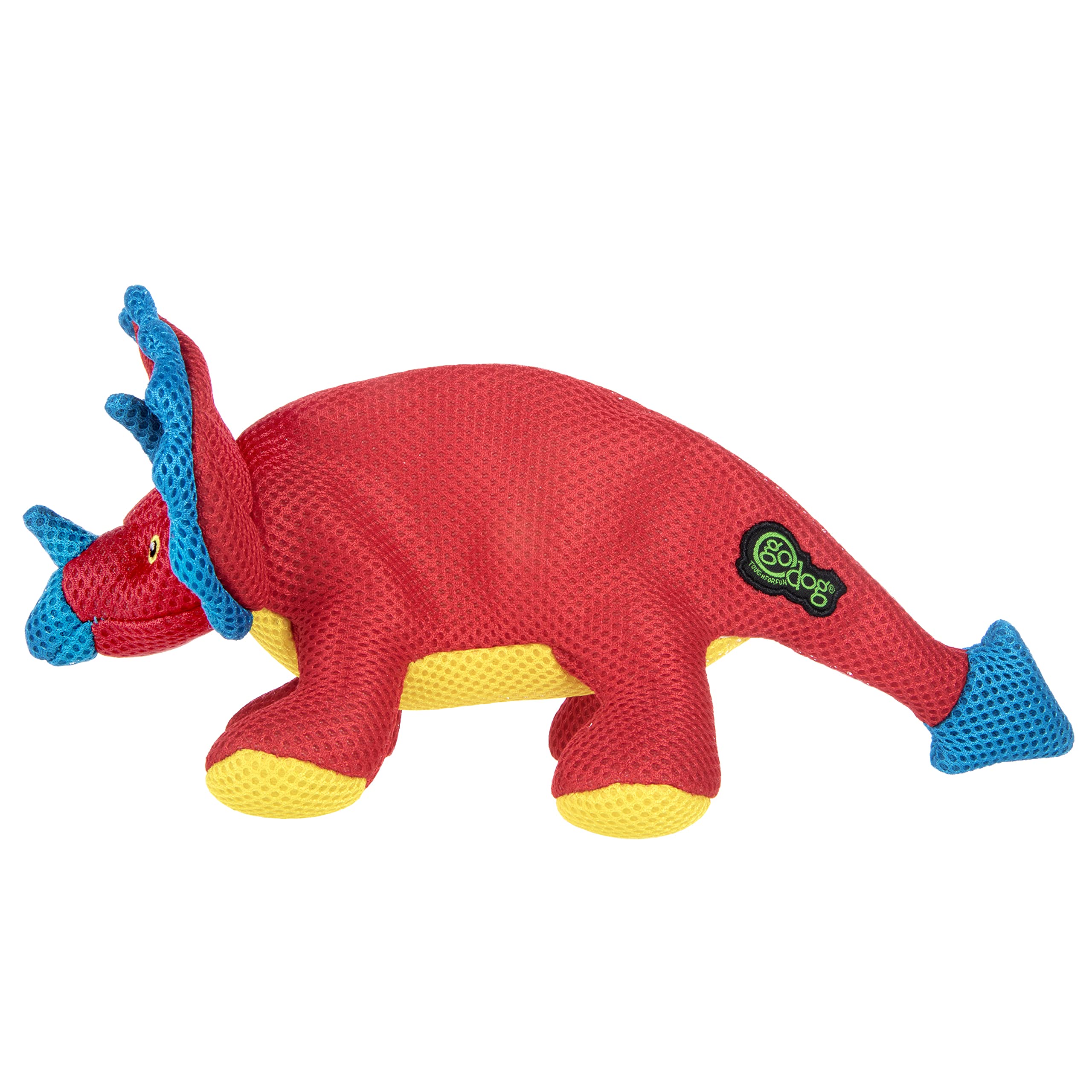 goDog Double Chew Guard Mesh Dinos Spike Squeaky Dog Toy - Green, Small