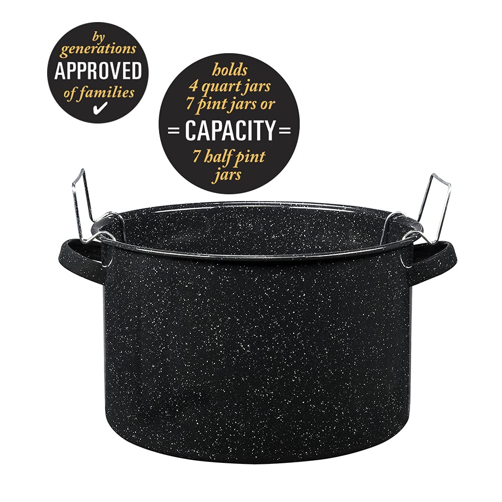 Granite Ware Enamel on Steel 12-Quart Water Bath Canner with Lid Black