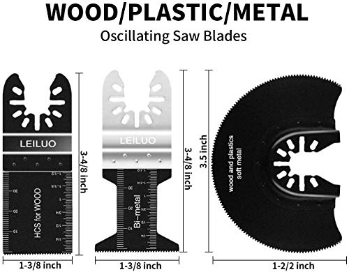 Oscillating Saw Blades LEILUO 24 PC Multitool Blades for Wood Metal Plastics Oscillating Tool Blades Fit DeWalt Bosch Milwaukee Craftsman Dremel Rockwell Fein Porter-Cable Chicago Ridgid Makita Ryobi