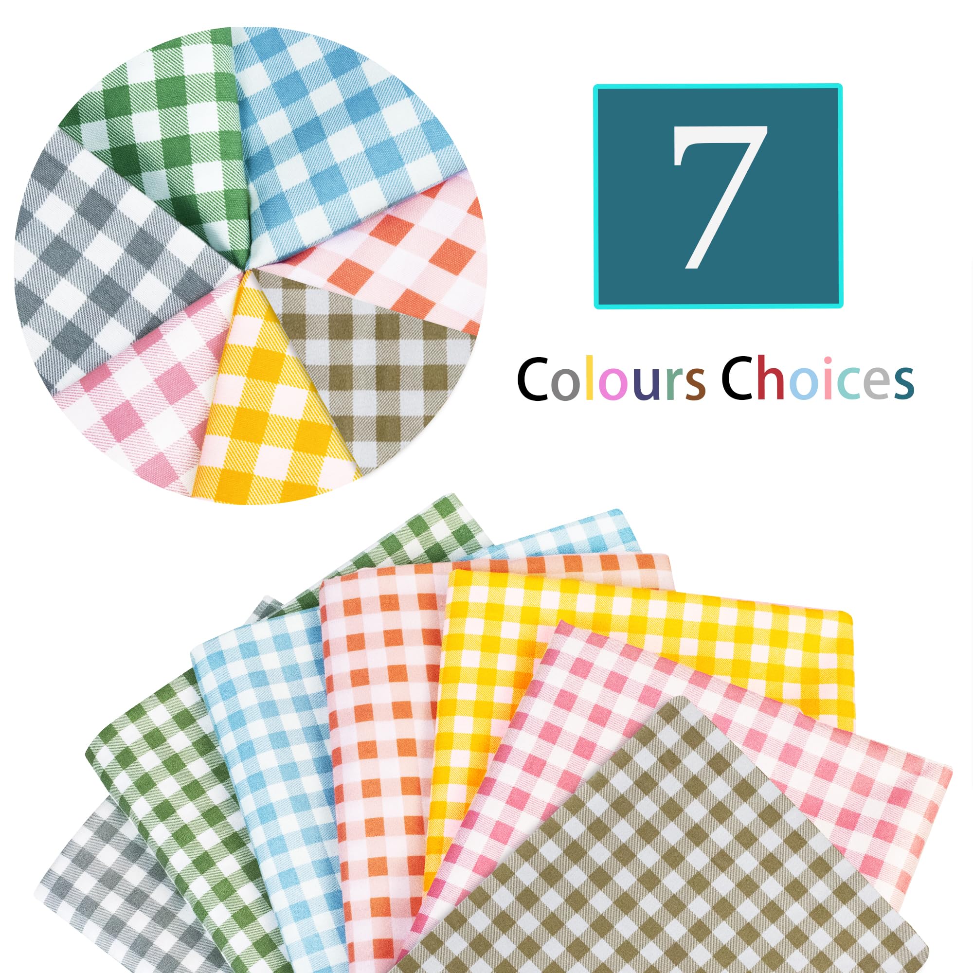 pson 96" Wide Checkered Gingham Fabric, Lightweight Polyester Poplin Fabric for DIY Crafts, Wall Decor Fabric, Sewing, Yellow - 1 Yard