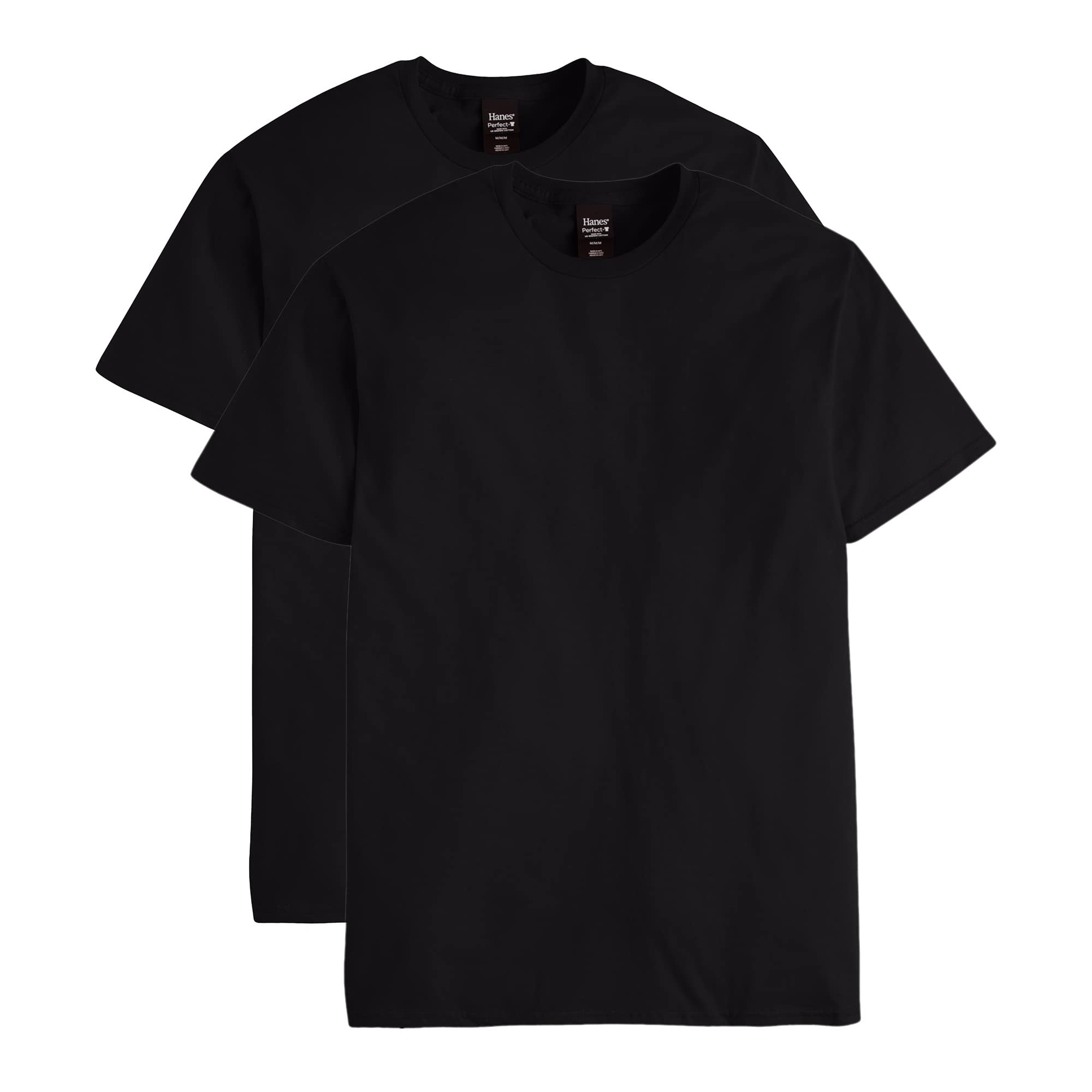 Hanes Men's Nano Premium Cotton T-Shirt (Pack of 2), Black, XX-Large