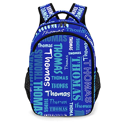 XOZOTY Navy Blue Backpack Personalized with Name for Men Women Shoulder Bag Laptop Bag Bookbag