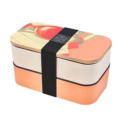 Retro Abstract Shades Adult Lunch Box, Bento Box, With Cutlery Set Of 3, 2 Compartments, Rectangular, Lunch Box For Adults