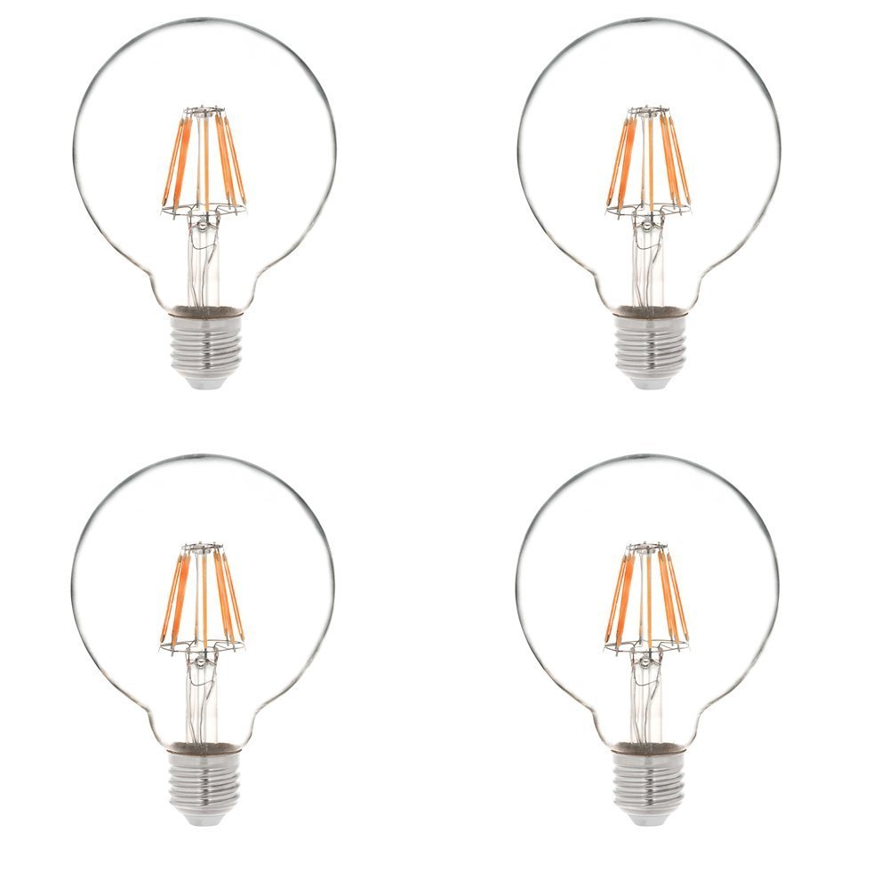 HERO-LED G30-DS-4W-WW27 Dimmable G30 E26/E27 4W Edison Globe Style LED Vintage Antique Filament Bulb, 40W Equivalent, Warm White 2700K, 4-Pack