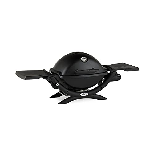 Weber Q 1200 Gas Grill - LP Gas (Black) with Grill Cover Bundle (2 Items)