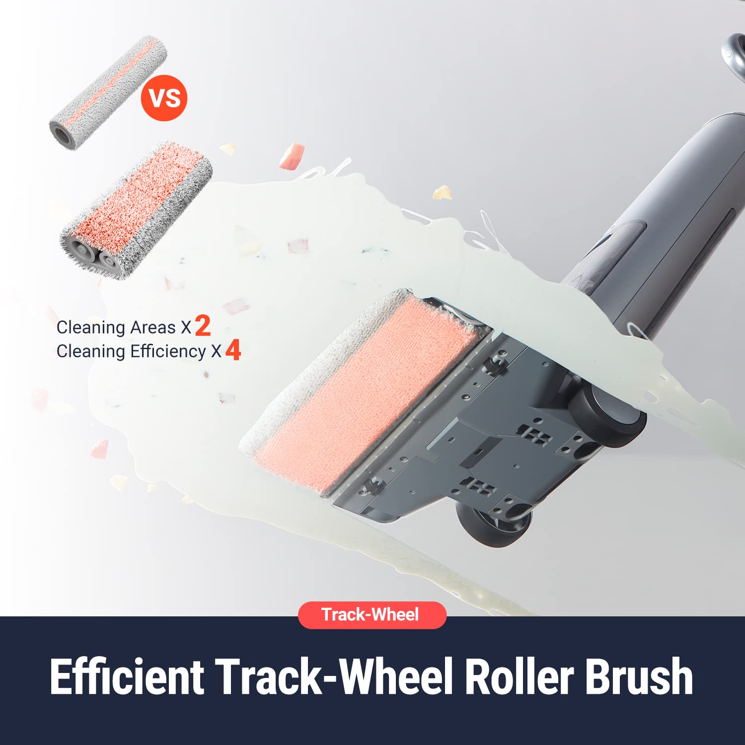 OSOTEK Cordless Wet Dry Vacuum Mop Combo - Unique 180° Flat Wide Floor Brush for Pet Hair, Footprints & Household Messes
