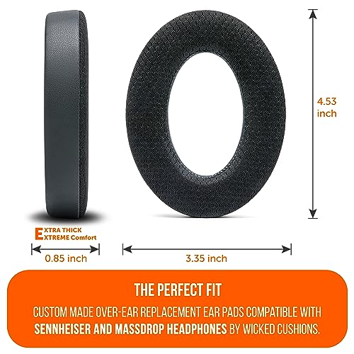 WC Freeze PC38X - Cooling Gel Earpads for Sennheiser PC38X / PC37X / HD599 / HD598/ HD560S / Game ONE & More, Made by Wicked Cushions - Elevate Comfort, Durability, & Sound | Black