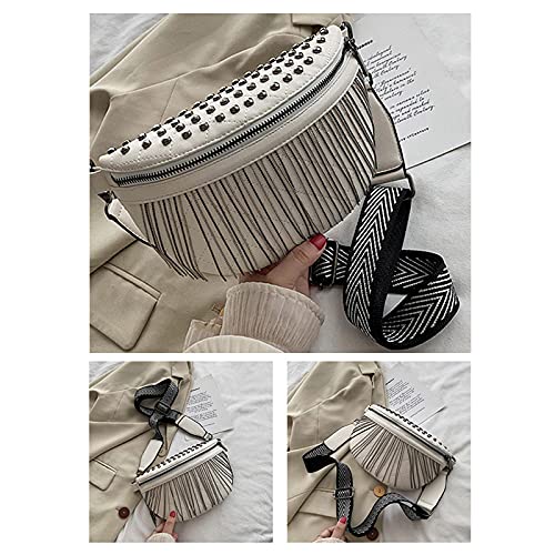 Heidi Women's Small Studs Crossbody Handbag Fashion Shell Shape Shoulder Messenger Bag (White)