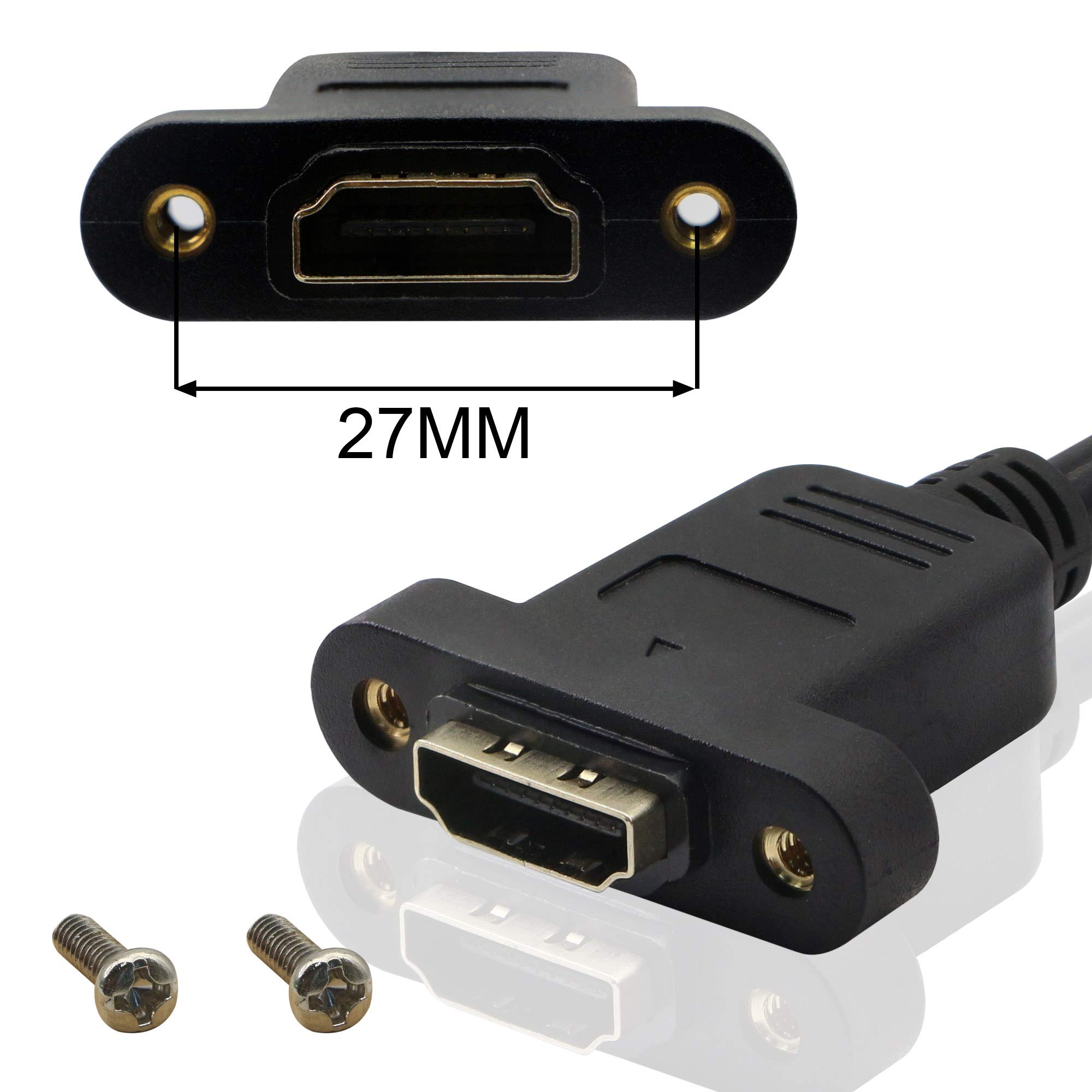 HDMI Panel Mount 90 Degree Extension Cable,HDMI Femlae to 90 Degree Right Male Connector Wire, with Screw Hole Panel Mount,Support 4K 60hz 3D TV, Roku, Xbox360 eat. (Angle Right) 0.5m