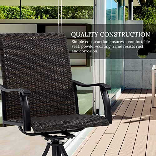 VICLLAX All Weather Patio Dining Set Includes 42" Round Patio Table and 4 Outdoor Swivel Wicker Chairs for Lawn Garden, Patio Table and Chairs Set, Outdoor Dining Set for 4, Black Table