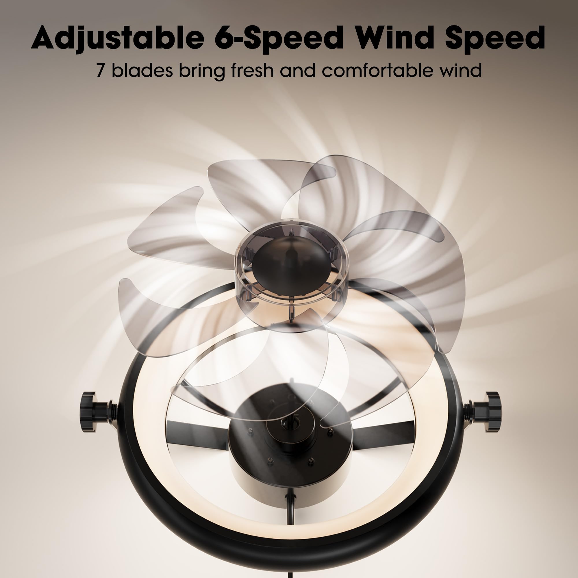 Wall Mount Fan 16" Wall Ceiling Fan with Lights and Remote, 6-Speed, LED Light, Timer, Industrial Wall Mounted Fan for Bedroom, Tool Room, Garage, Warehouse, Workshop, Covered Patios