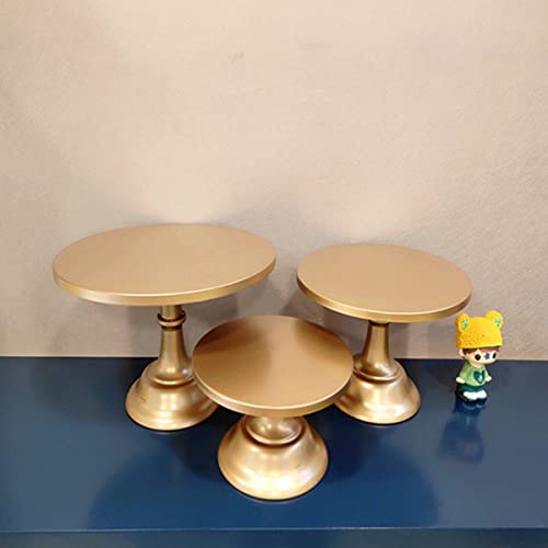 SUPERELE 3 Piece Gold Cake Stand Set for Dessert Table Display 12" Cupcake Holders 10" Round Iron Cake Stands for Baby Shower Wedding Birthday Party