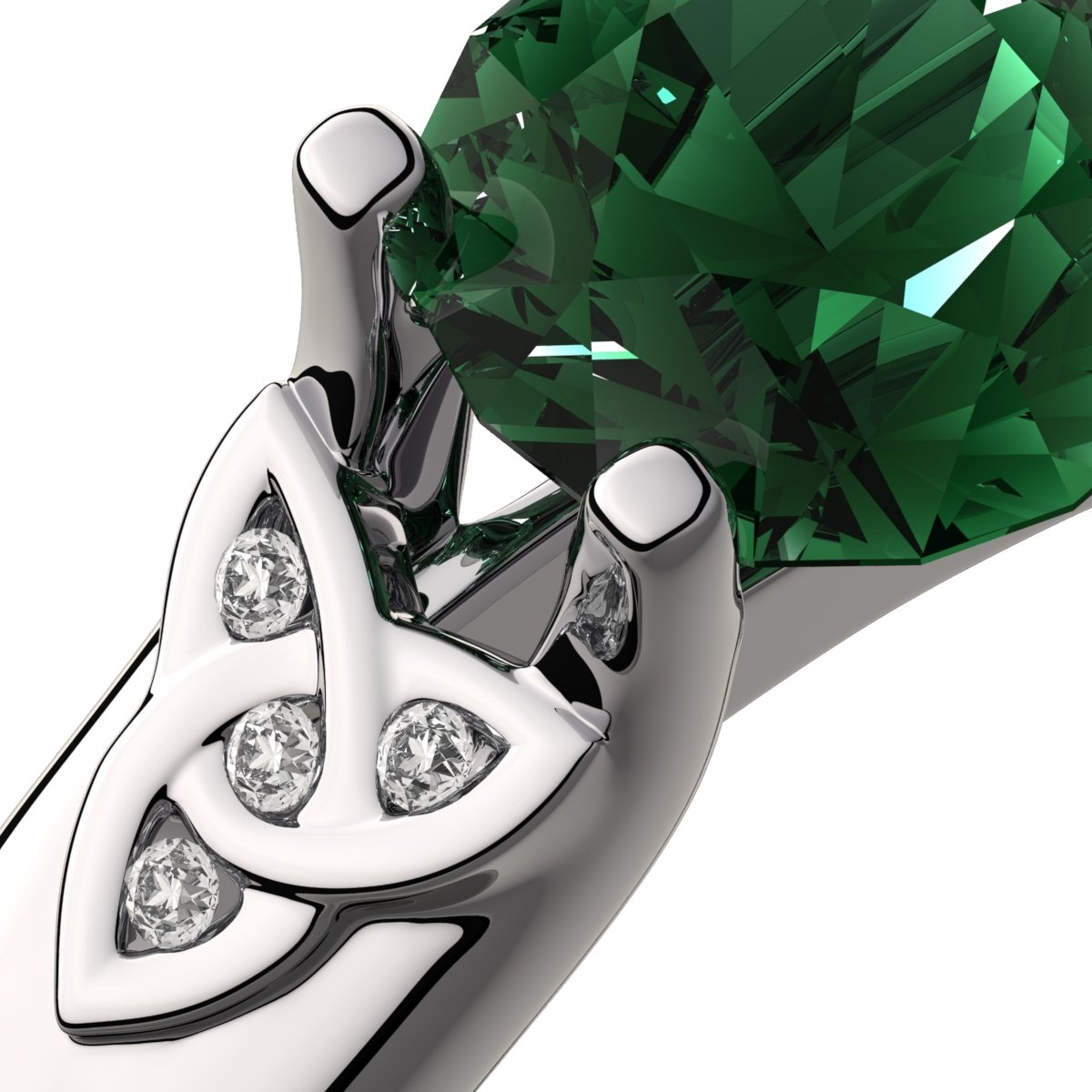 GWG Women's Rings Gift Sterling Silver Celtic Ring Emerald Green Zircon Stone and Trinity Knots Adorned with Crystals - 9 for Women