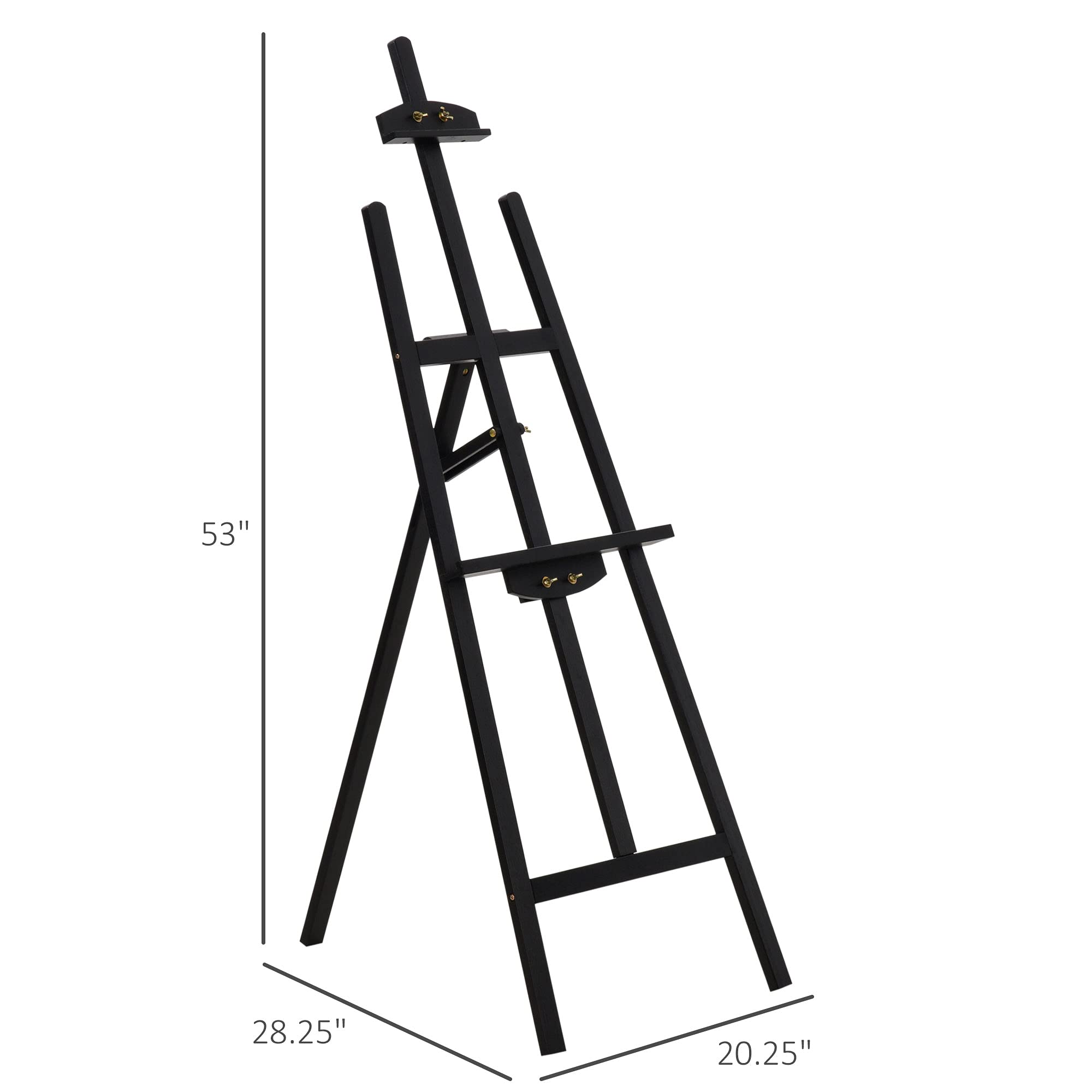 HOMCOM A-Frame Easel of Maximum Height 53", Holds Canvases Up to 43", Painting Studio Art Easel That Tilts up to 75° Degrees for Adults, Beginners, Students, Black