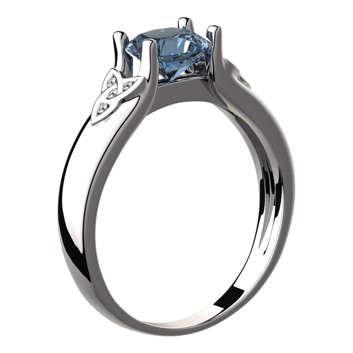 GWG Women's Rings Gift Sterling Silver Celtic Ring Aquamarine Sea Blue Zircon Square Stone and Trinity Knots Adorned with Crystals - 6 for Women