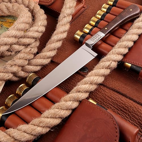 Grand Way Hunting Survival Fixed Blade Knife - Tactical Knife with Wood Handle for Hiking Camping and Fishing - Big Blade Kitchen Chefs Knife 3282