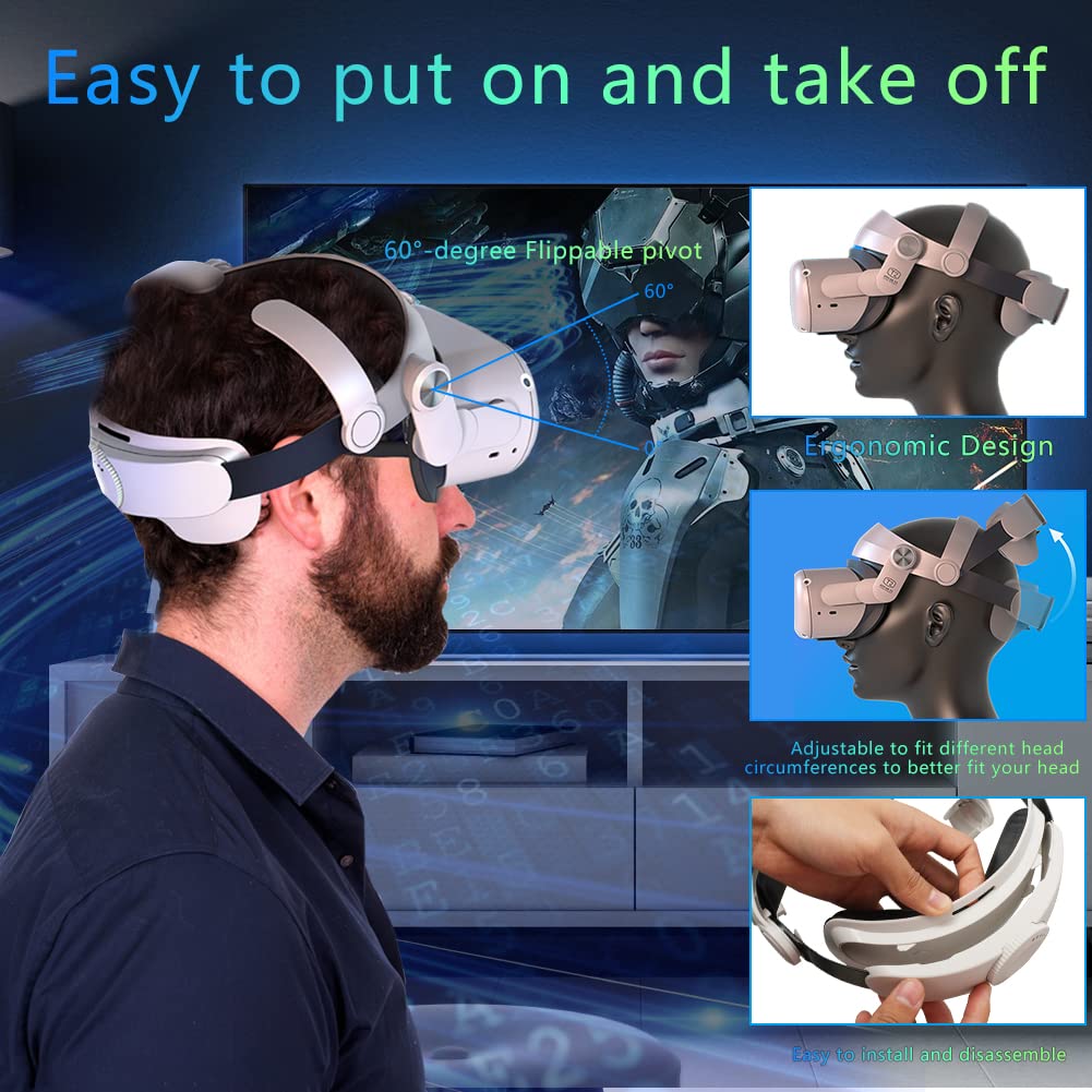 Oculus Quest 2 Head Strap Accessories for Quest 2 Elite Strap Replacement Enhanced Support and Reduce Head Pressure in VR