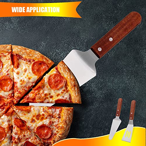 Wood Handle Pie Server and Cake Server Set Stainless Steel Set for Cutting and Serving Desserts, Brownies