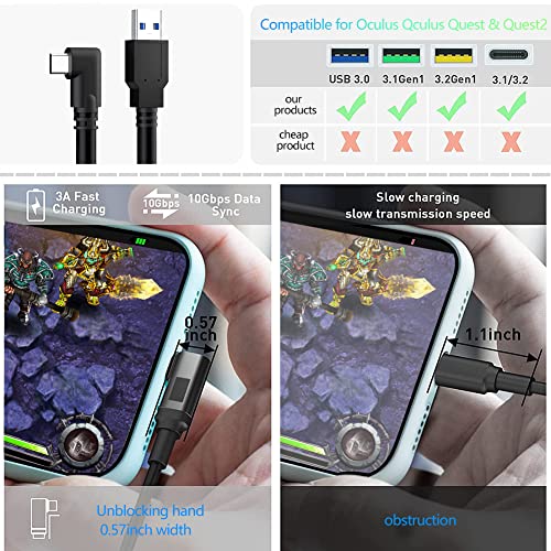 Oculus Quest 2 USB C Link Cable 5m Nylon Braided, VR line Compatible for Oculus Link Virtual Reality Headset Cable, with USB 3.2 Gen 1 5Gbps 3A