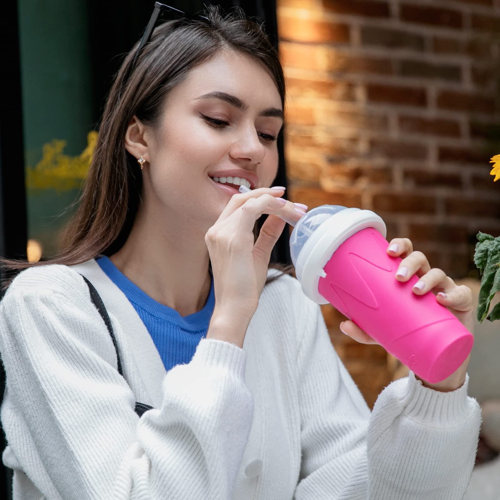 Slushie Maker Cup,FUROLD DIY Slushies Cup Frozen Magic Squeeze Cup Slush Cup Smoothies Double Layers w/Straw and Spoon, Homemade Slushie Machine, Ice Cream Maker Cool Stuff Birthday Gifts for Kids