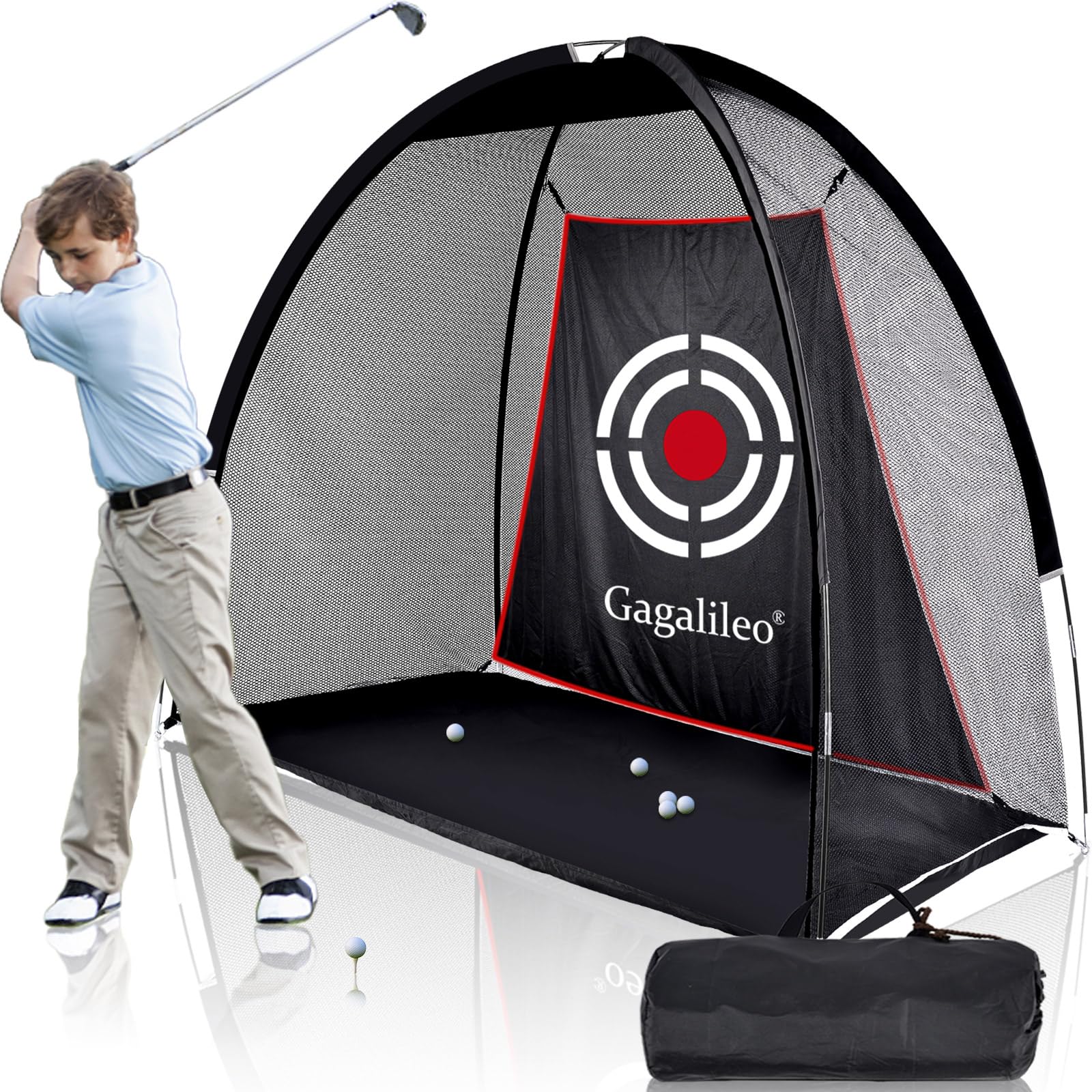 Golf Hitting Practice Nets for Backyard Driving Heavy Duty Men Real Indoor Golf Balls Hitting Pitching Driving Nets for Indoor Outdoor Garage Use Golfing Swing Training Impact Cages with Frame and Net