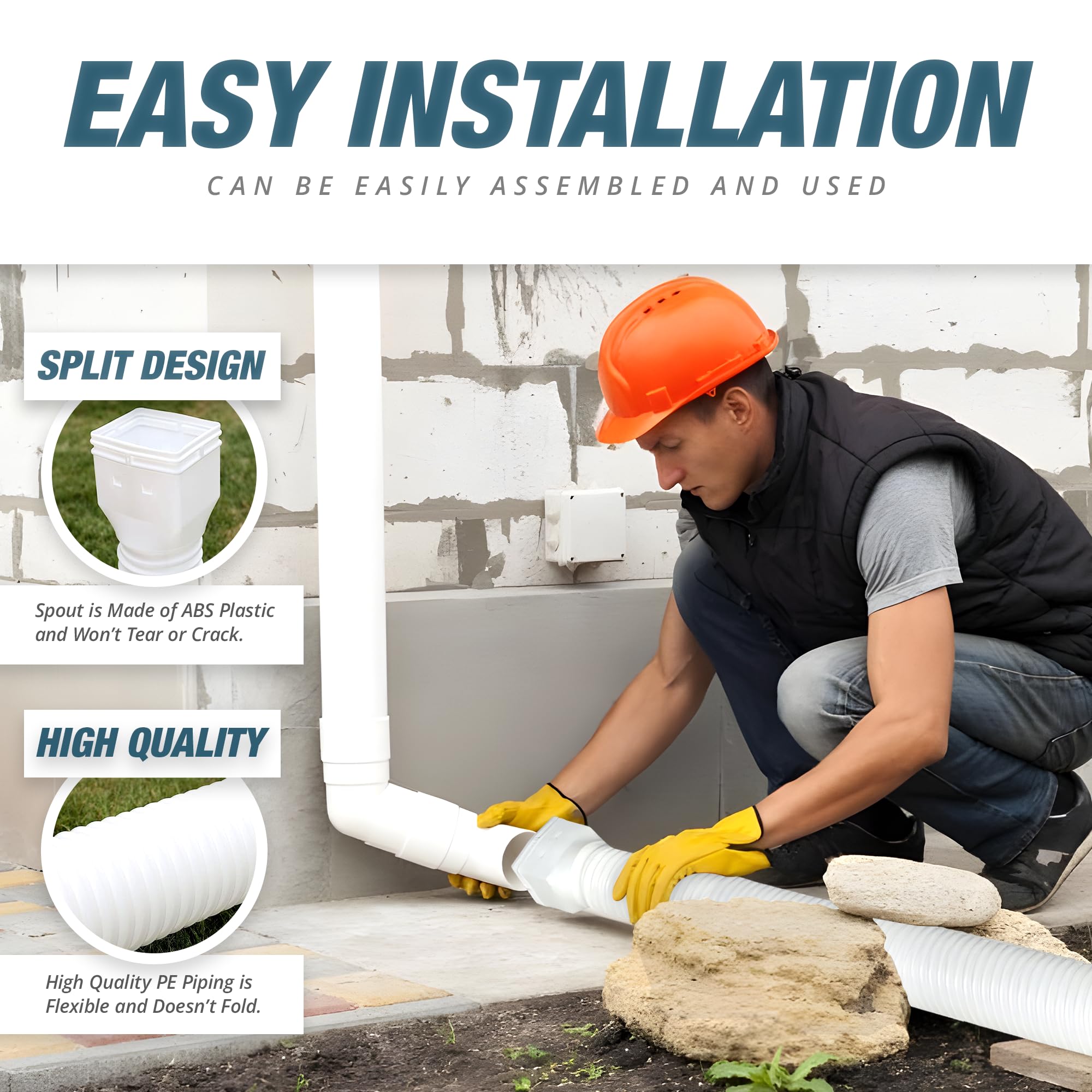 Gutter Downspout Extensions 2 pack, water gutter, Gutter Extension Flexible with Unit Bit Downspout Extension White Downspout Extender Downspout Diverter Downspout Drain Extension