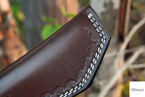 Ottoza Handmade Leather Knife Sheath SIDE DRAW Knife Sheath - Bushcraft Knife Sheath - Hunting Knife Sheath - Survival Knife Sheath - Vertical Knife Sheath Dark Brown TOP GRAIN LEATHER No:206