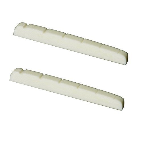 Greenten 2 Pcs 6 String Electric Bone Nut Cattle Bone Slotted Replacement 2Pack (42 X 3.5, Unbleached)