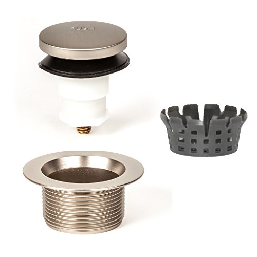 PF WaterWorks Toe Touch (Foot Actuated) Bath Tub Drain Assembly with Gasket - Coarse Thread 11.5 Threads Per Inch - Free Hair Catcher/Strainer;Brushed Nickel; PF0920-BN-TT-C