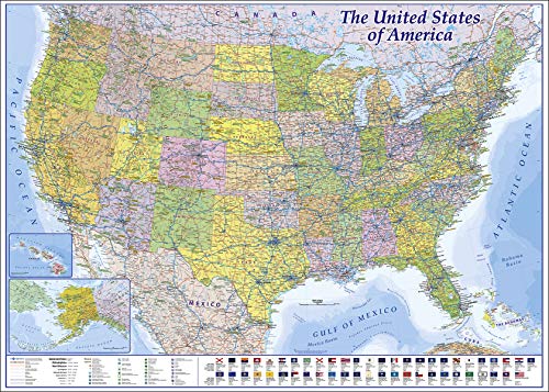 XXL USA Map Premium Poster Giant America Map with all States 55" x 39" MAPS IN MINUTESĂ (55"x39")