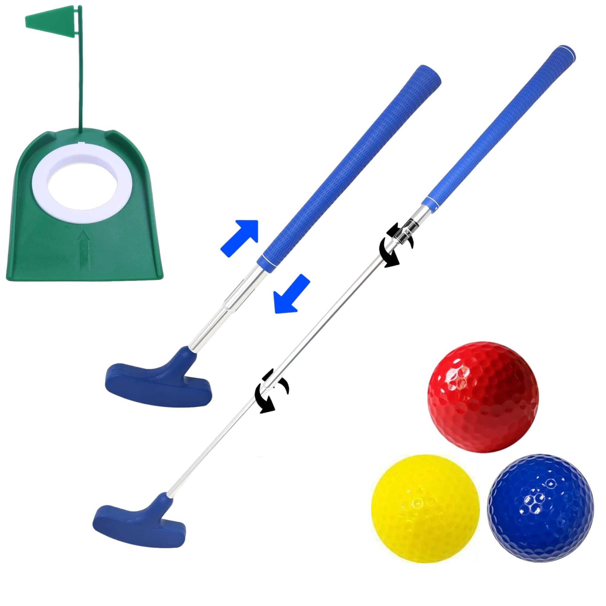 Kids Putter with Adjustable Size for Junior Mini Golf with Extendable Shaft Right and Left Hand (Blue)