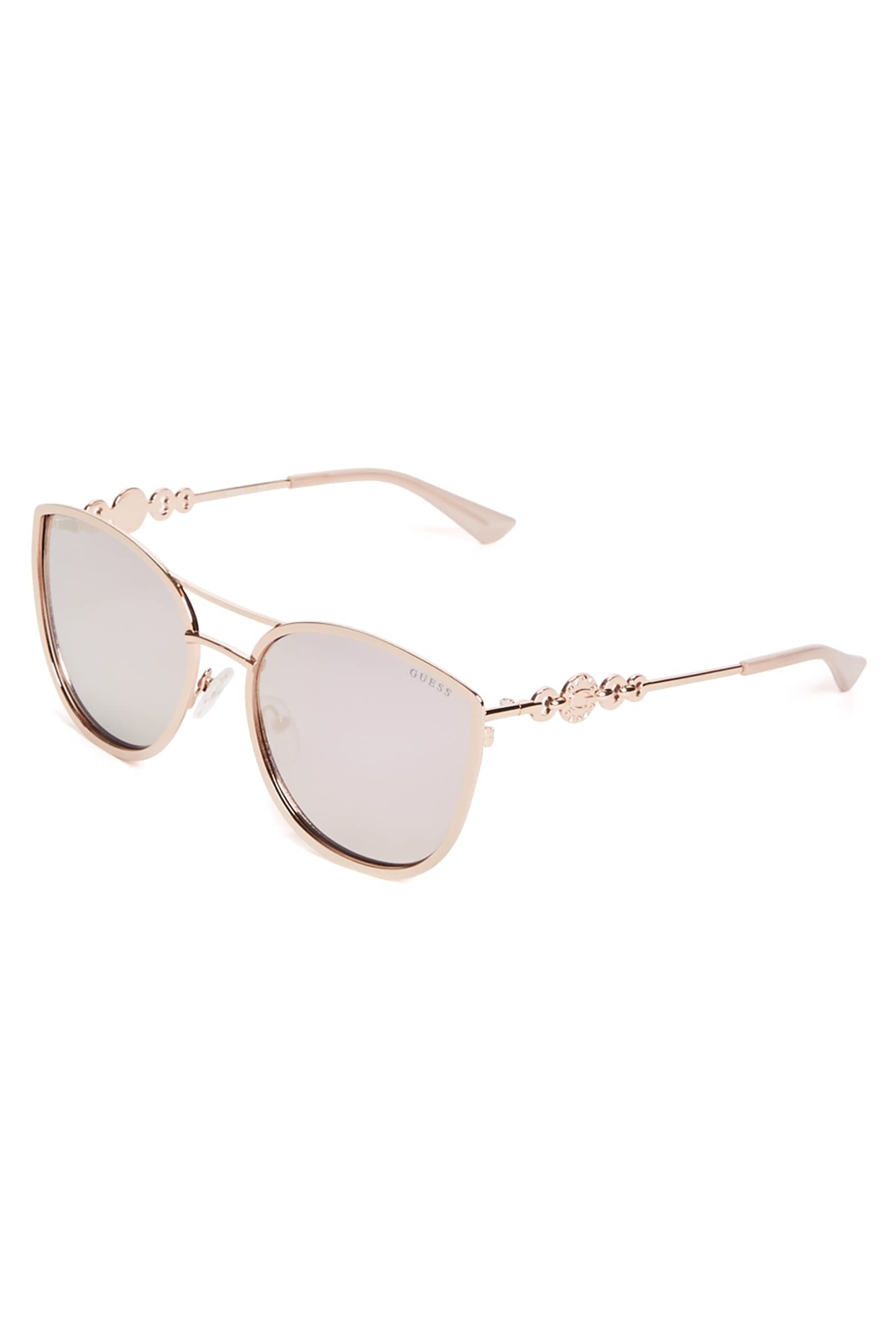 GUESS Womens GF6053 Shiny Rose Gold/Blush/Pink Mirror Lens One Size