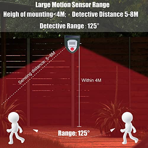 Solar Sound Alarm Motion Detector Warning Alarm Outdoor 129db Sound Security Flashing Light IP65 Waterproof All Day and Night Mode for Home Villa Yard Farm Storage Room