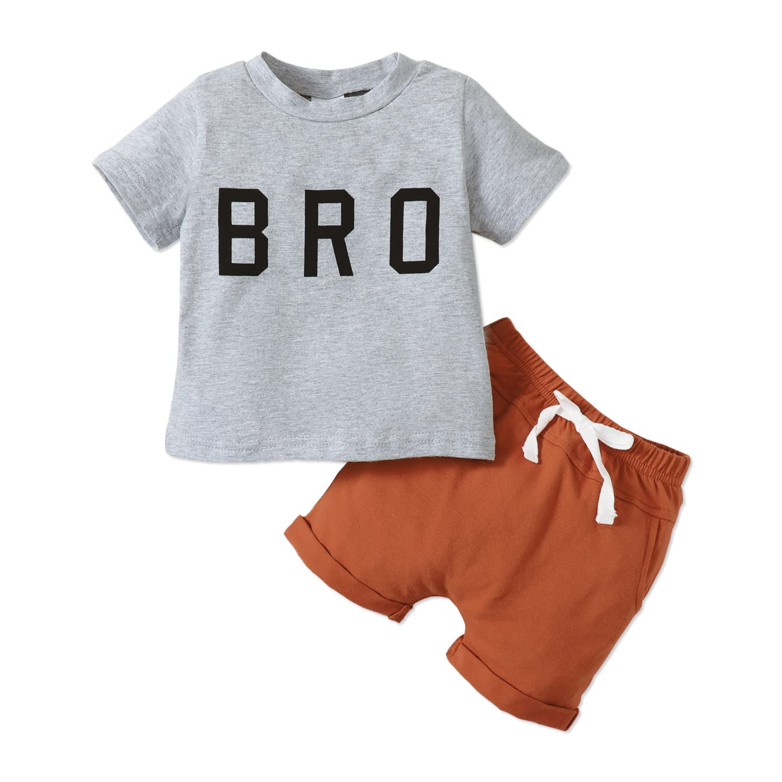 PATPAT Toddler Baby Boy Clothes Short Sleeve Button Down Shirt and Short Set Summer Casual 2Pcs Outfits Grey 3-6 Months