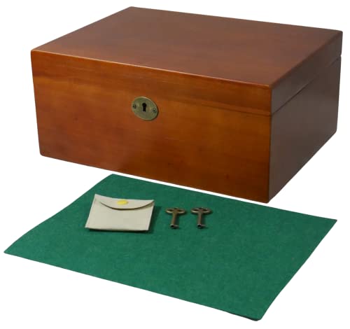 Wood Treasure, Keepsake, Memory Box - Large, 11x8.5x5in - Acacia Hardwood Keepsake and Personal Storage Box with Hinged Locking Lid.