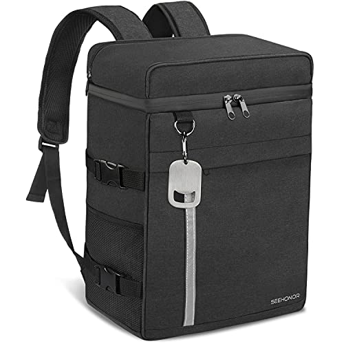 Insulated Cooler Backpack Leakproof Backpack Cooler 45 Can Large Soft Cooler Bag to Picnic Travel for Men Women (Black-grey)