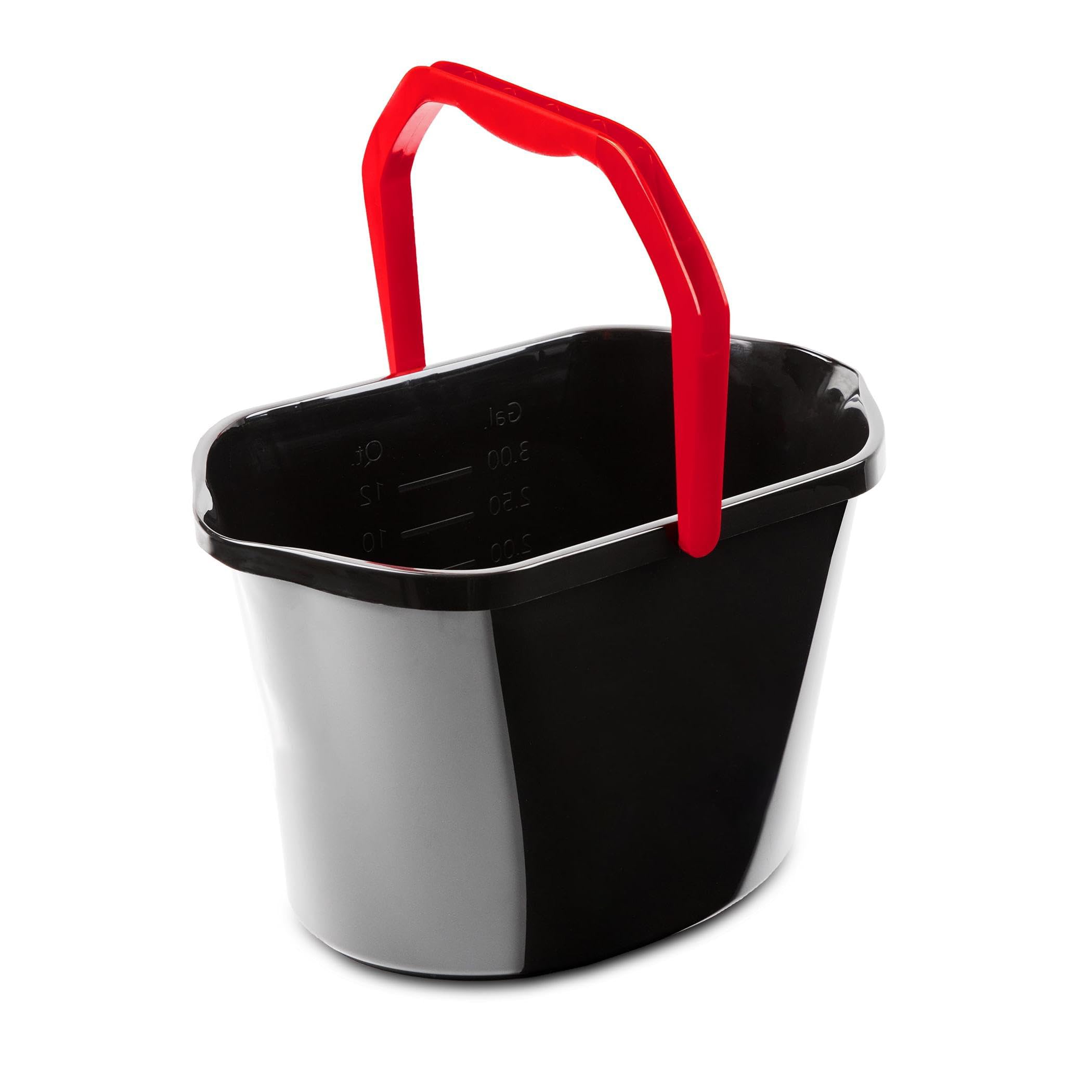 VVloop 3.5 Gallon Oval Polypropylene Utility Bucket, 15.8" Height, Black,Buckets, Commercial mop Buckets, Paint Buckets