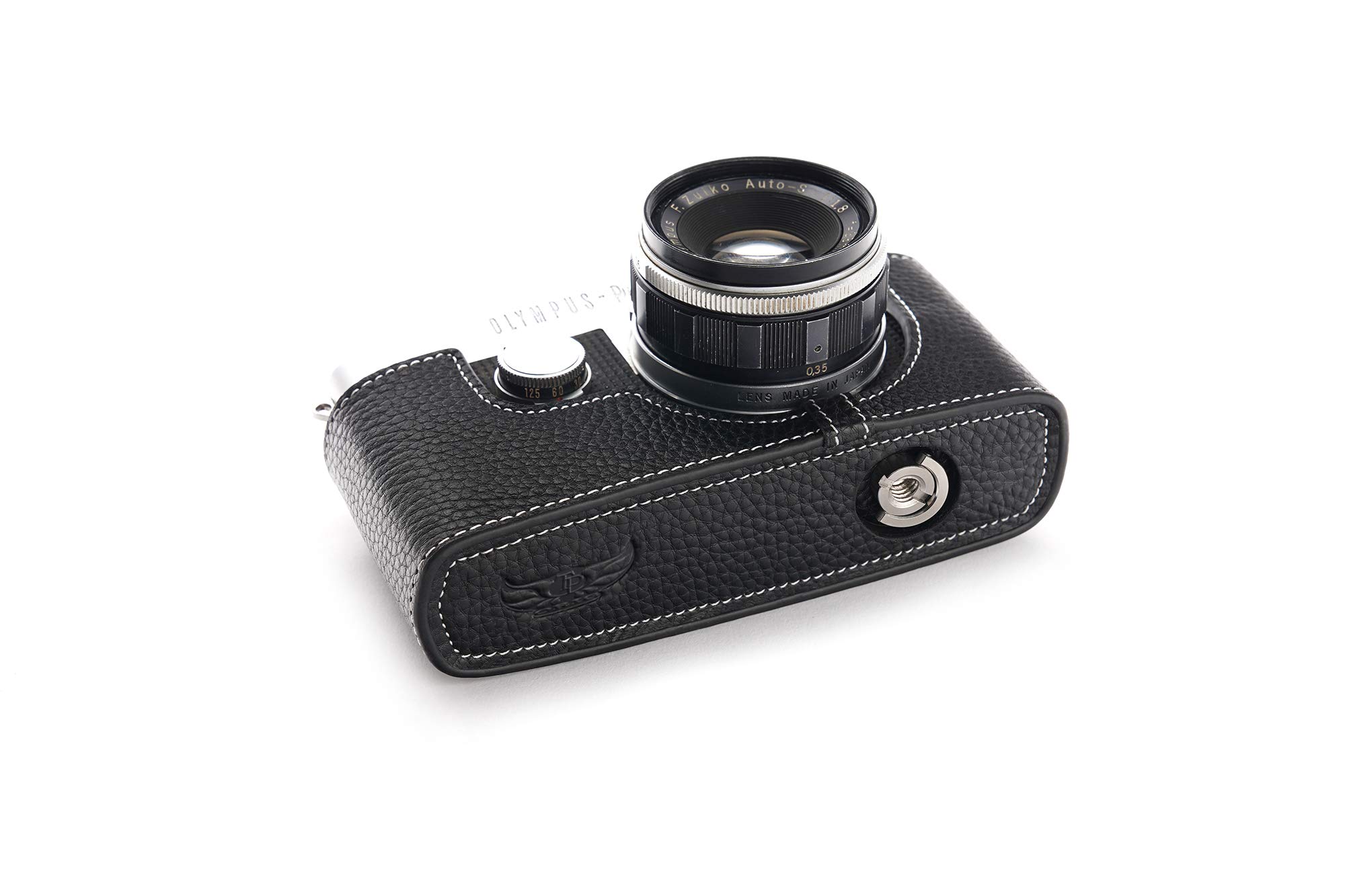Handmade Genuine Real Leather Half Camera Case Bag Cover for Olympus Pen FT Film Camera Black Color