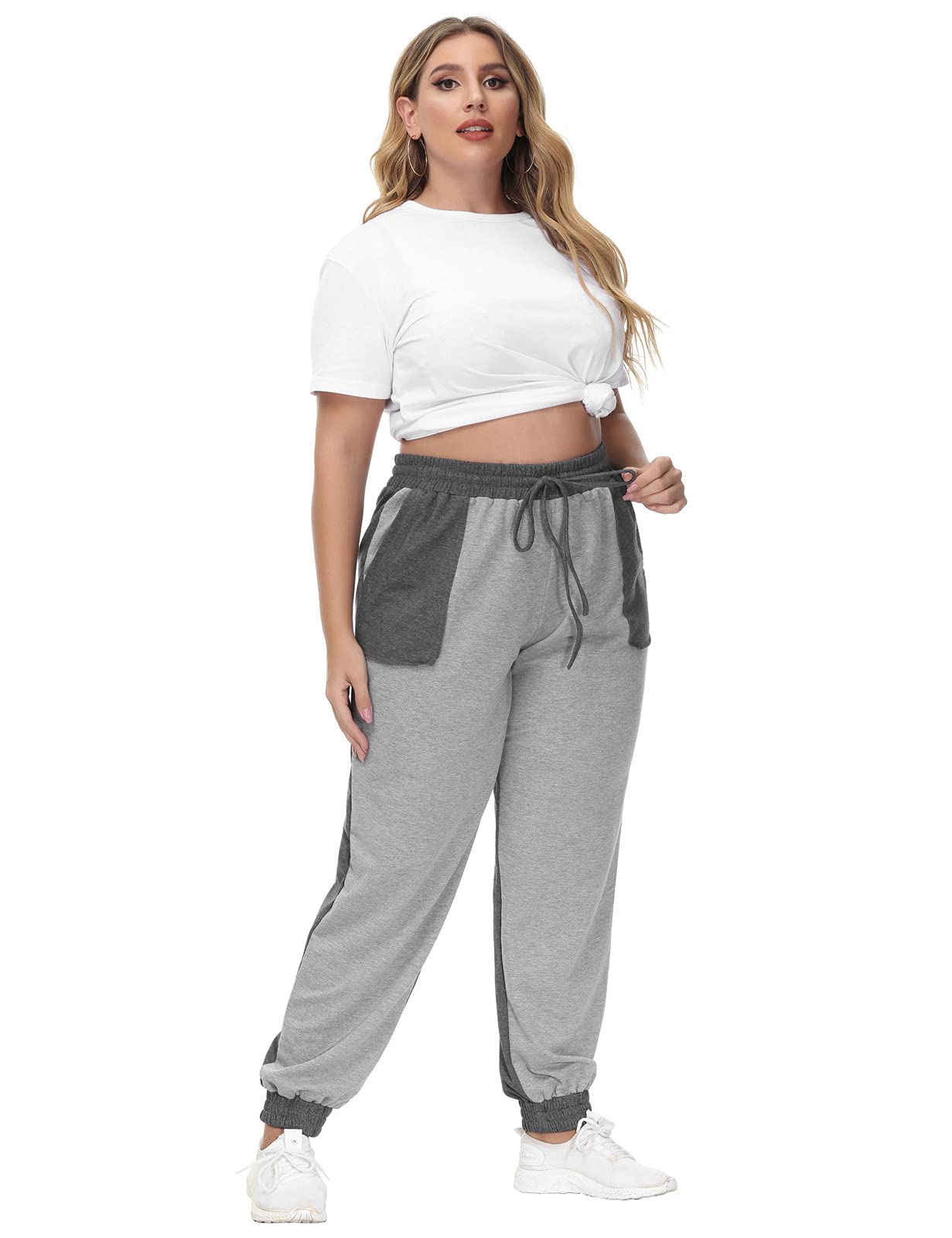 Hanna Nikole Women Joggers with Pockets Stretch Sweatpants for Women Athletic Golf Lounge Work 22w Dark Grey