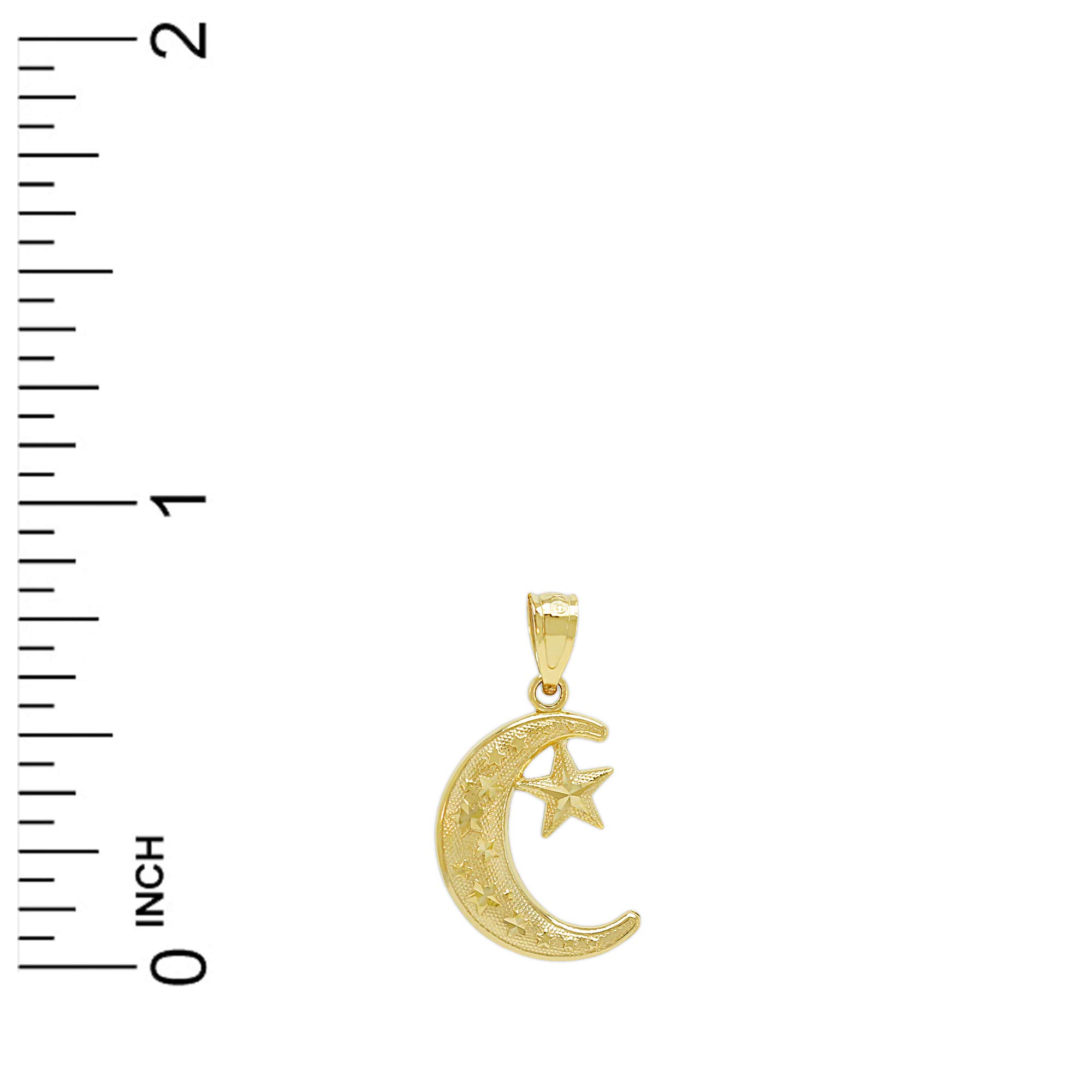 Gold Moon and Star Charm - 10 Karat Solid Gold - Moon Pendant - Celestial Jewelry (Style 2)