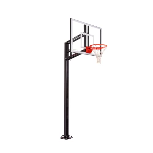 Goalsetter Elite Plus 54β Tempered Glass Backboard In-Ground Basketball Hoop - HD Breakaway Rim, Black (TS44154G3)