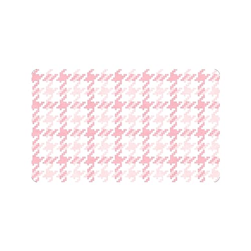 susiyo Doormat 30"x18" Pink Houndstooth Tartan Plaid Non-Slip Indoor Entryway Door Mat (Rubber Backing)