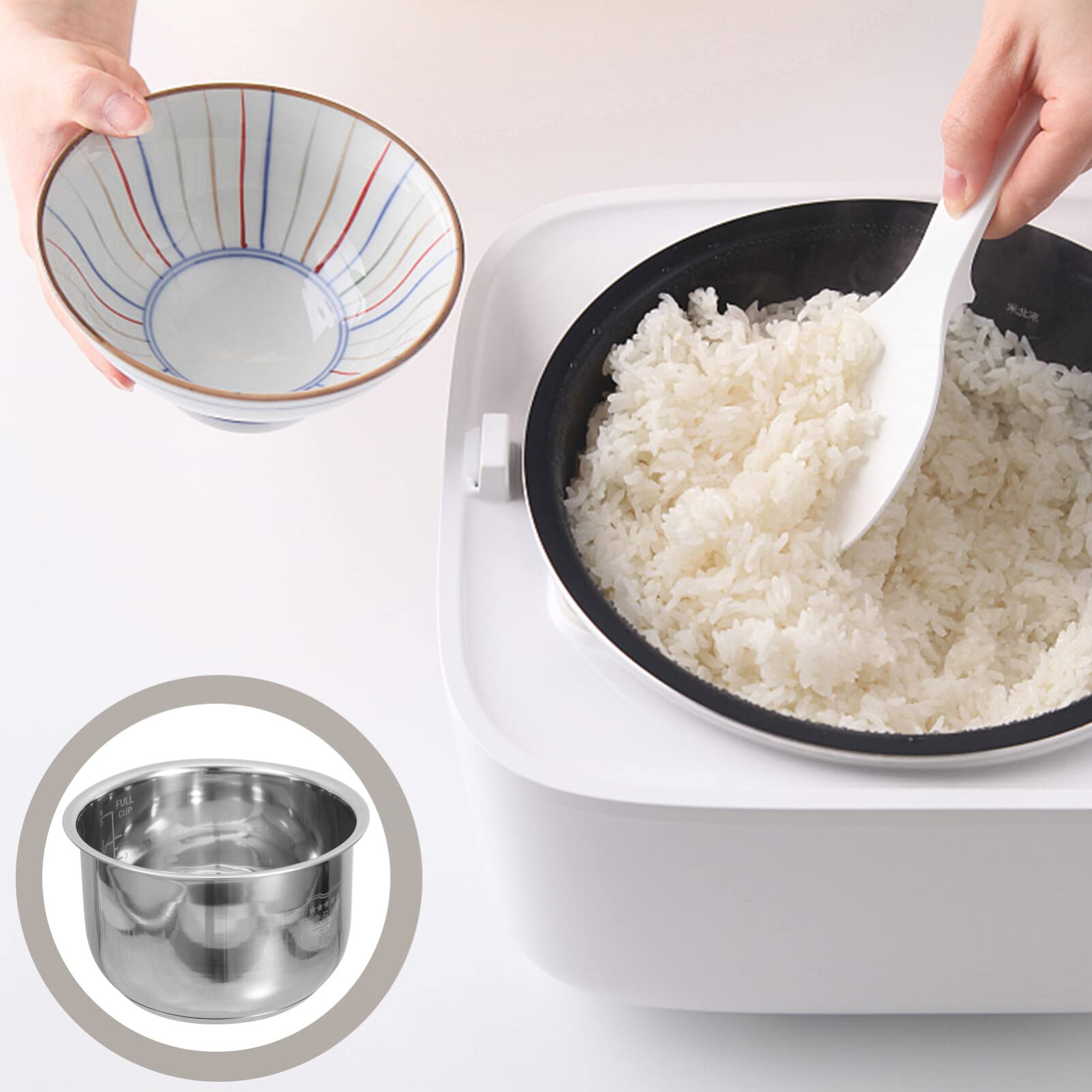 Uonlytech Rice cooker liner electric cooker inner pot rice cooker pot electric cooker liner pot power cooker inner rice cooker inner pot rice inner tank Stainless steel replace pots and pans