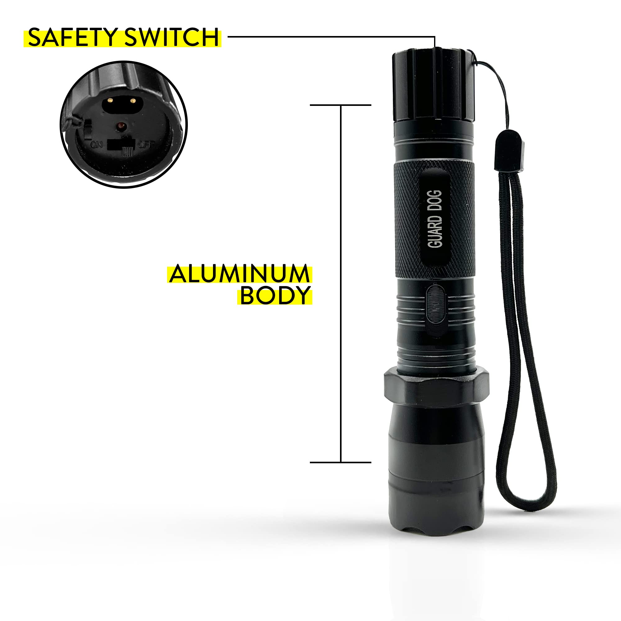 Guard Dog Diablo Stun Gun β Tactical Stun Gun with LED Flashlight β Police Strength Stun Gun with Concealed Technology β Free Holster - Rechargeable Battery