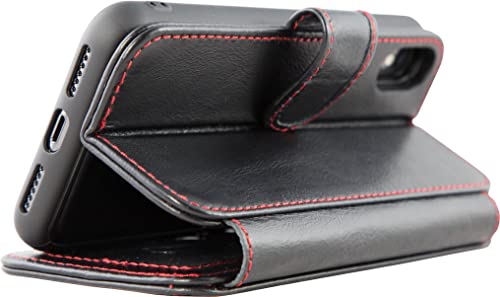 Wilken iPhone 13 Mini Leather Wallet Case with Detachable Magnetic Phone Case | Compatible with MagSafe and All Wireless Charging Accessories | Genuine Leather Magnetic Wallet Case | (Black, 13 Mini)