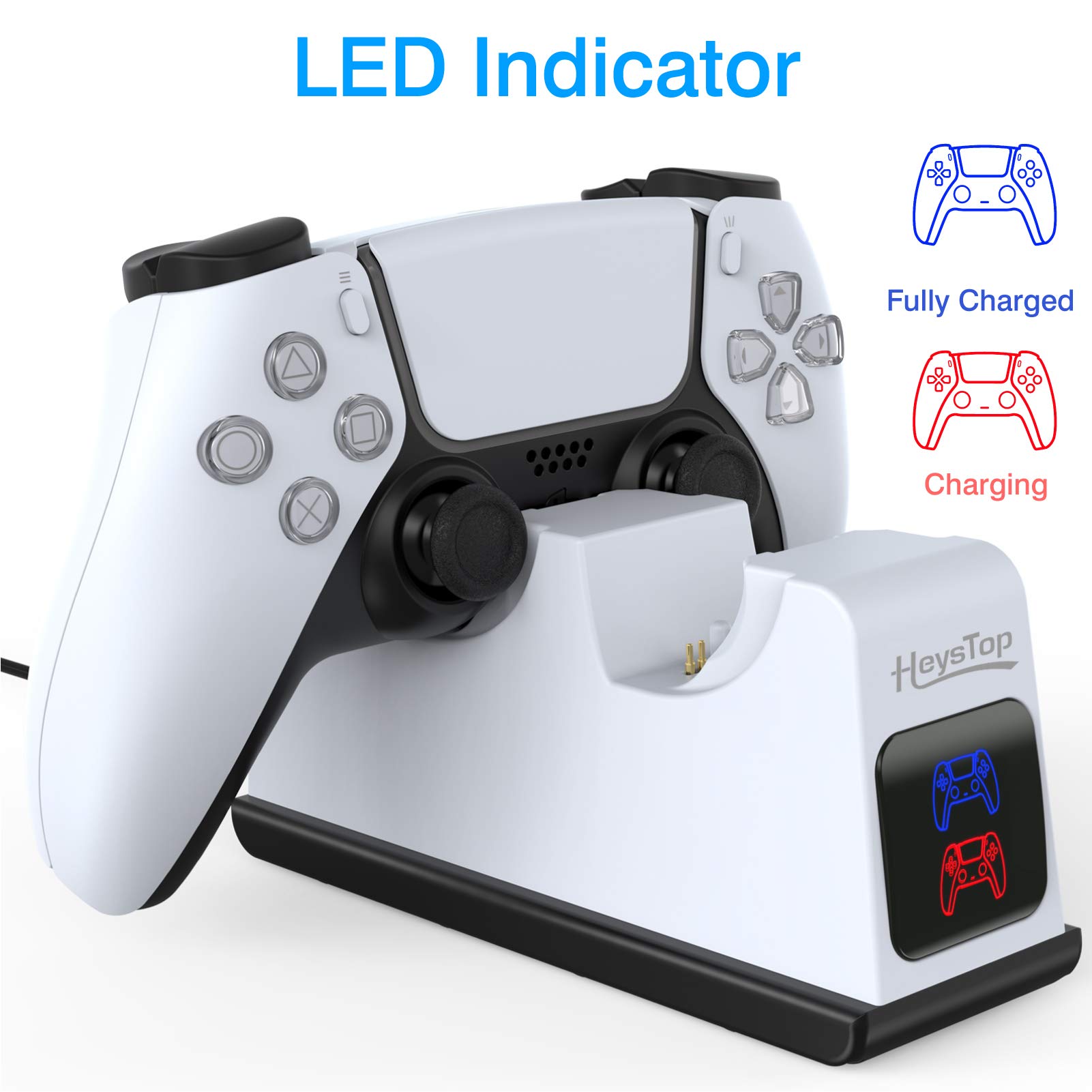HEYSTOP PS5 Controller Charger Station, DualSense PS5 Charging Station with LED Indicator, PS5 Fast Charging Dock Compatible with Sony Playstation 5 Controller