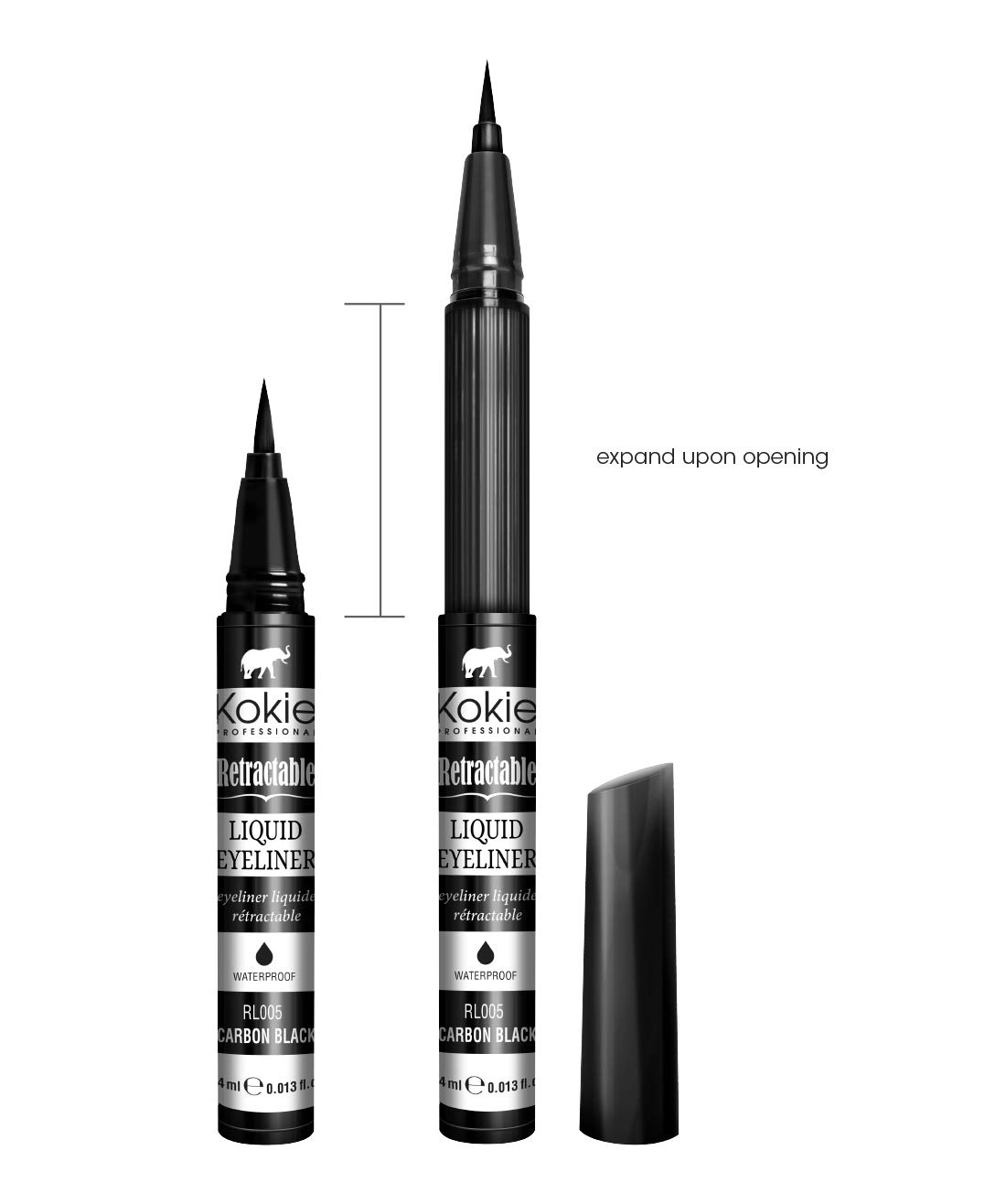 Kokie Retractable Liquid Eyeliner, Pointed Felt Tip, Waterproof & Smudge Free, Long-lasting, Vegan, Cruelty-Free
