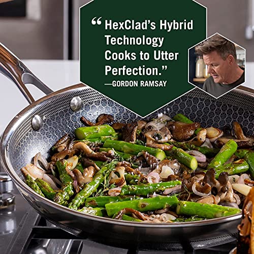HexClad Hybrid Nonstick 12-Inch Fry Pan with Tempered Glass Lid, Stay-Cool Handle, Dishwasher and Oven Safe, Induction Ready, Compatible with All Cooktops