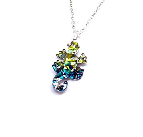 Handmade Mini Lizard Art Glass Blown Animal Figurine Pendant Necklace Jewelry