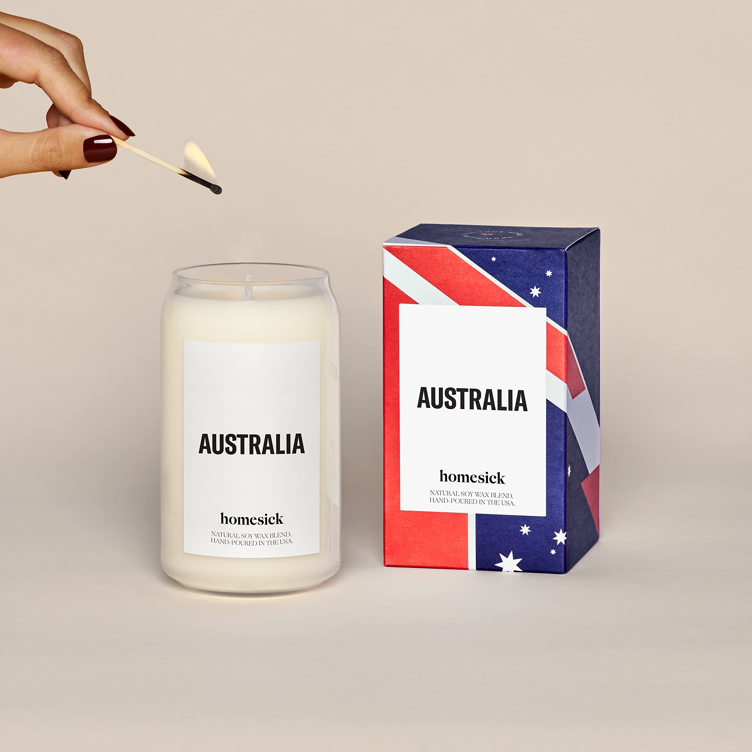 Homesick Premium Scented Candle, Australia - Scents of Eucalyptus, Chocolate, Rose, 13.75 oz, 60-80 Hour Burn, Natural Soy Blend Candle Home Decor, Relaxing Aromatherapy Candle